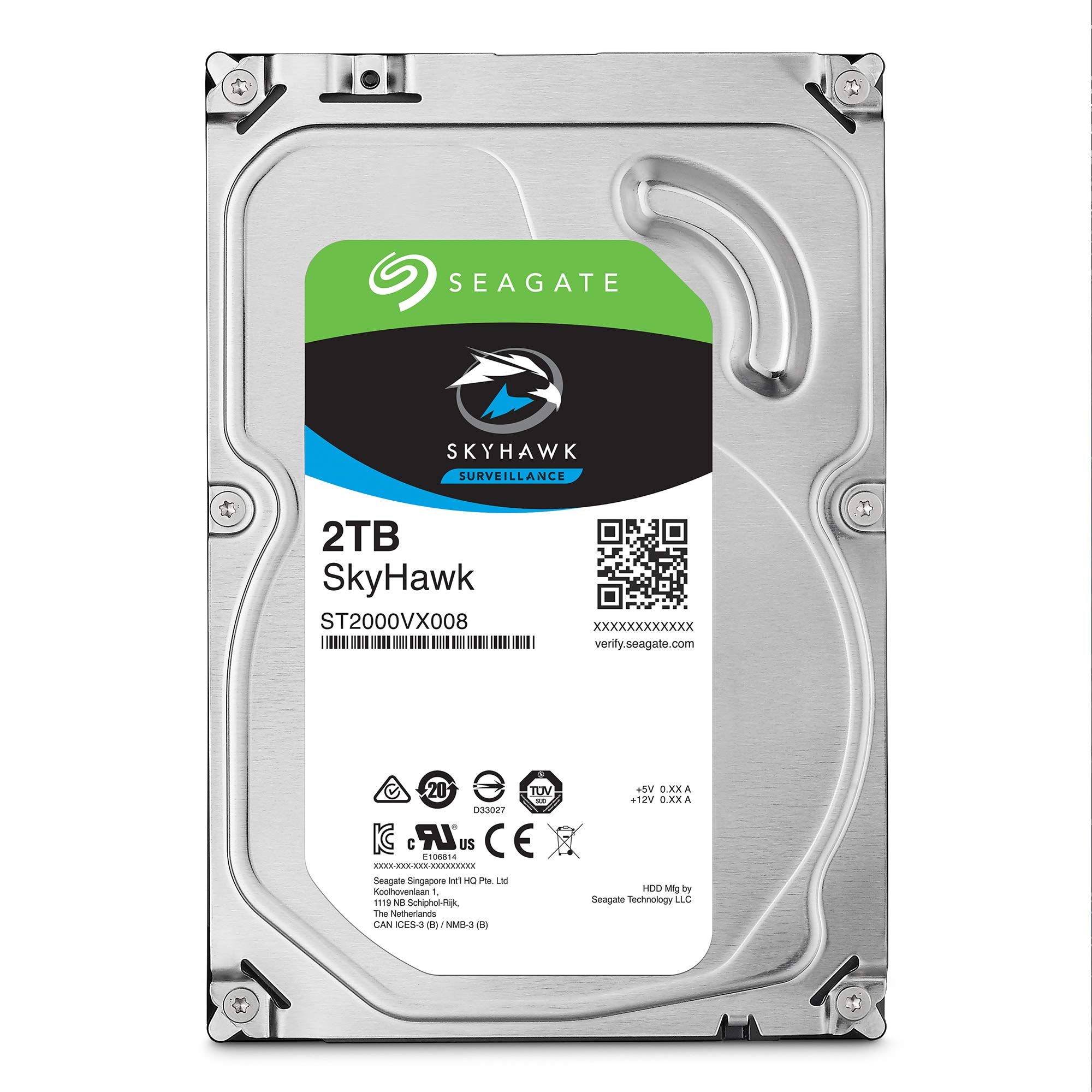 SEAGATE ST2000VXZ08 Skyhawk 2TB Surveillance Hard SATA 6Gb/s 64MB Cache 3.5" Internal Drive-Frustration Free Packaging (ST2000VX008),Mechanical Hard Disk