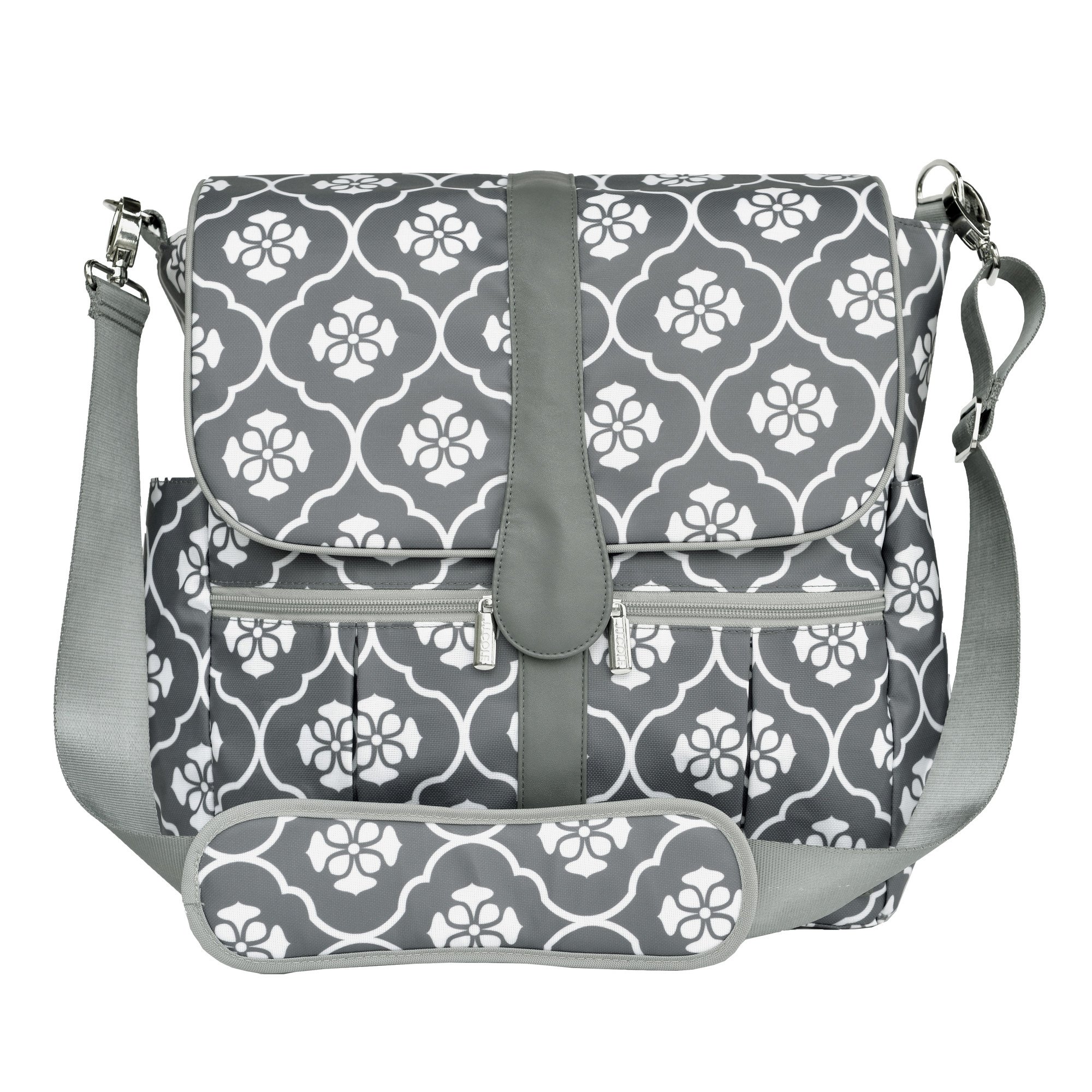 JJ Cole Backpack Diaper Bag, Gray Floret