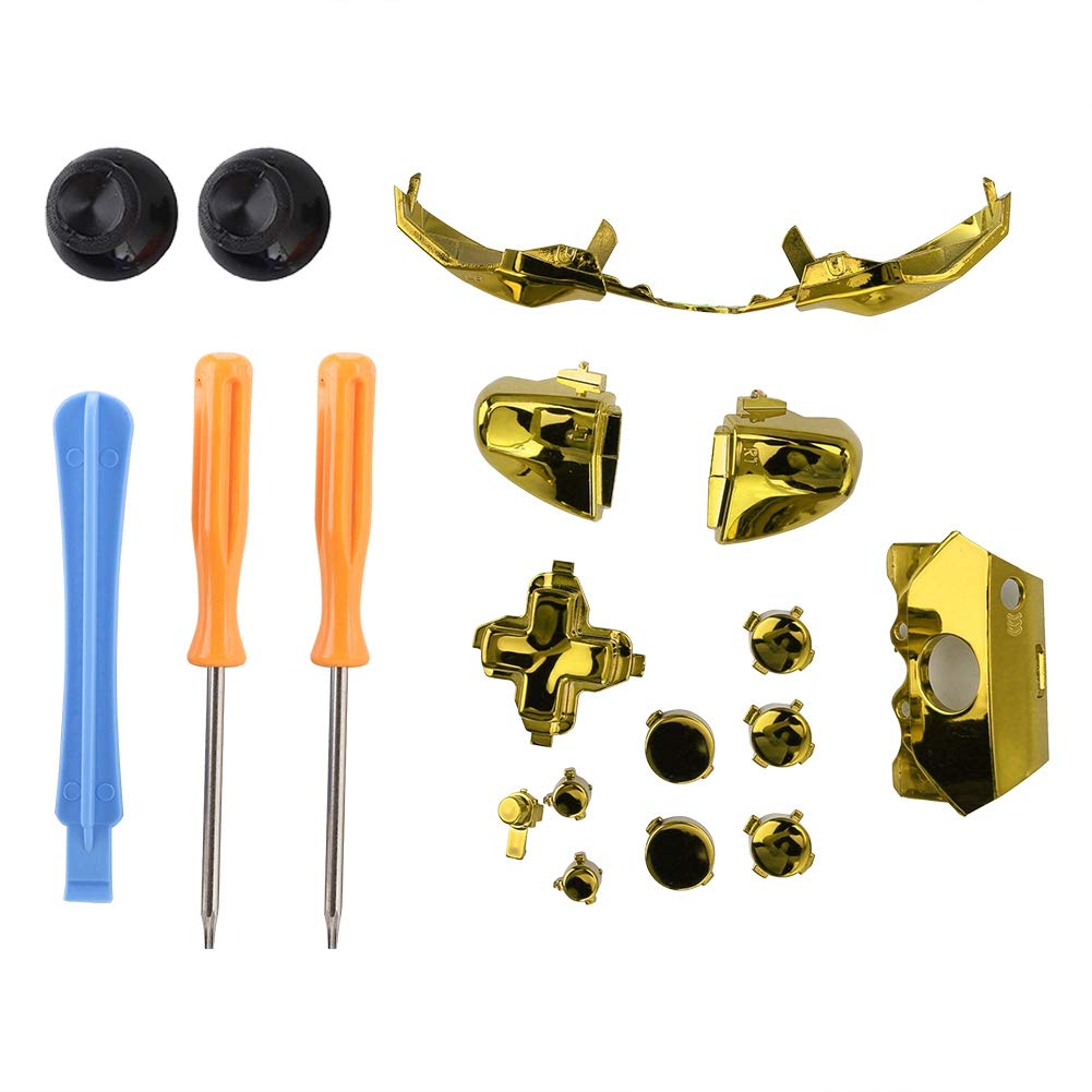 Colorful Buttons Set for XBOX ONE Elite Controller, Game LB RB LT RT Screwdriver Kit Replacement Part Tool(Gold)