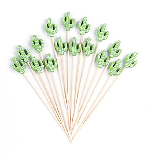 PuTwo Cocktail Picks Handmade Bamboo Toothpicks 100pcs 4.7β in Green Cacti