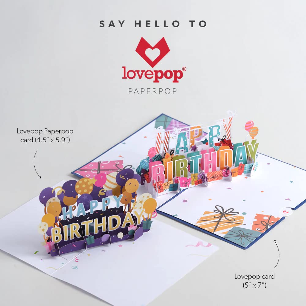 Lovepop Happy Birthday Bear Paperpop® Card – Birthday Card for Kid – Handcrafted 3D Pop-Up Greeting Card – Birthday Card, 4.5 x 5.9”