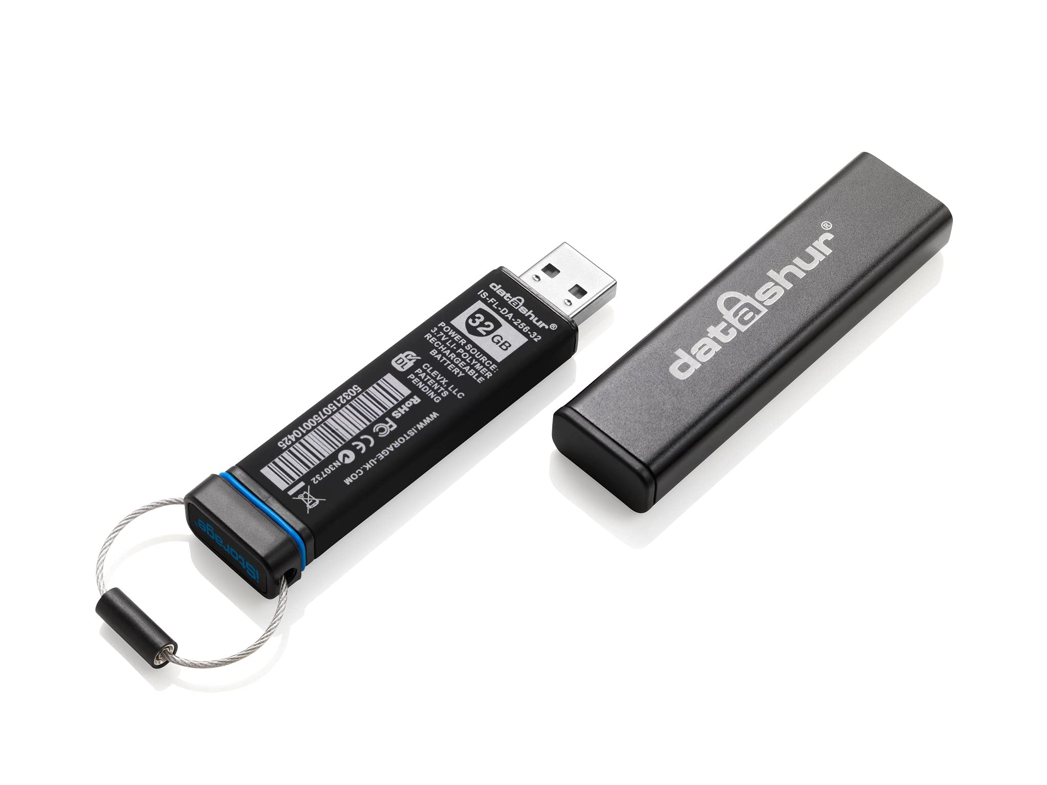 iStorage datAshur 8 GB Secure Flash Drive - Password Protected, Dust and Water Resistant, Portable, Military Grade Hardware Encryption USB 2.0 IS-FL-DA-256-8