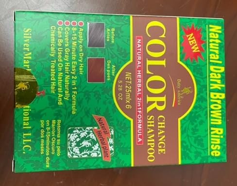 Deity America Natural Herbal 2in1 Formula Color Change Shampoo, Dark Brown Rinse 6 ea