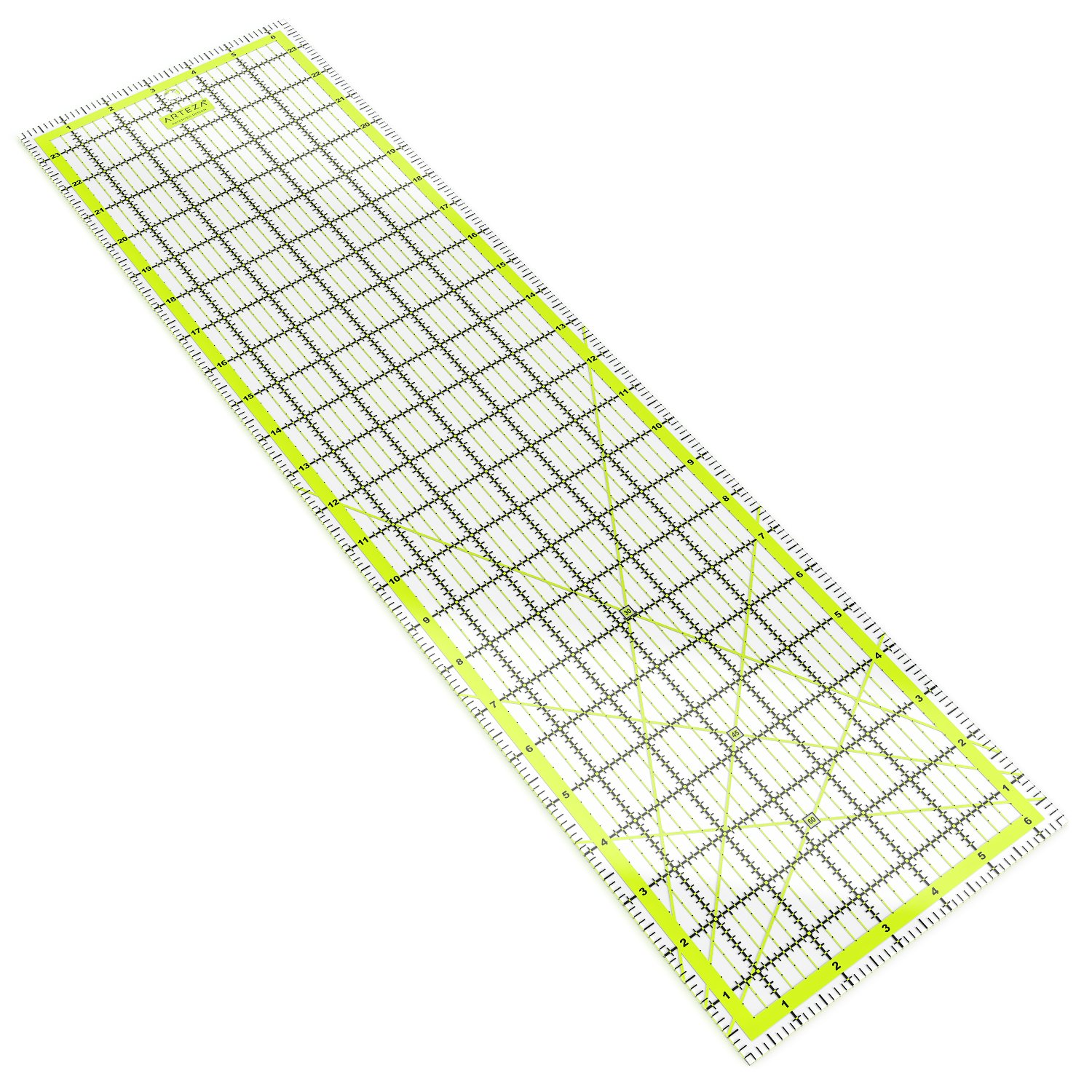 Arteza Quilting Ruler and Quilting Ruler Laser Cut Acrylic Quilters' Ruler with Patented Double Colored Grid Lines for Easy Precision Cutting