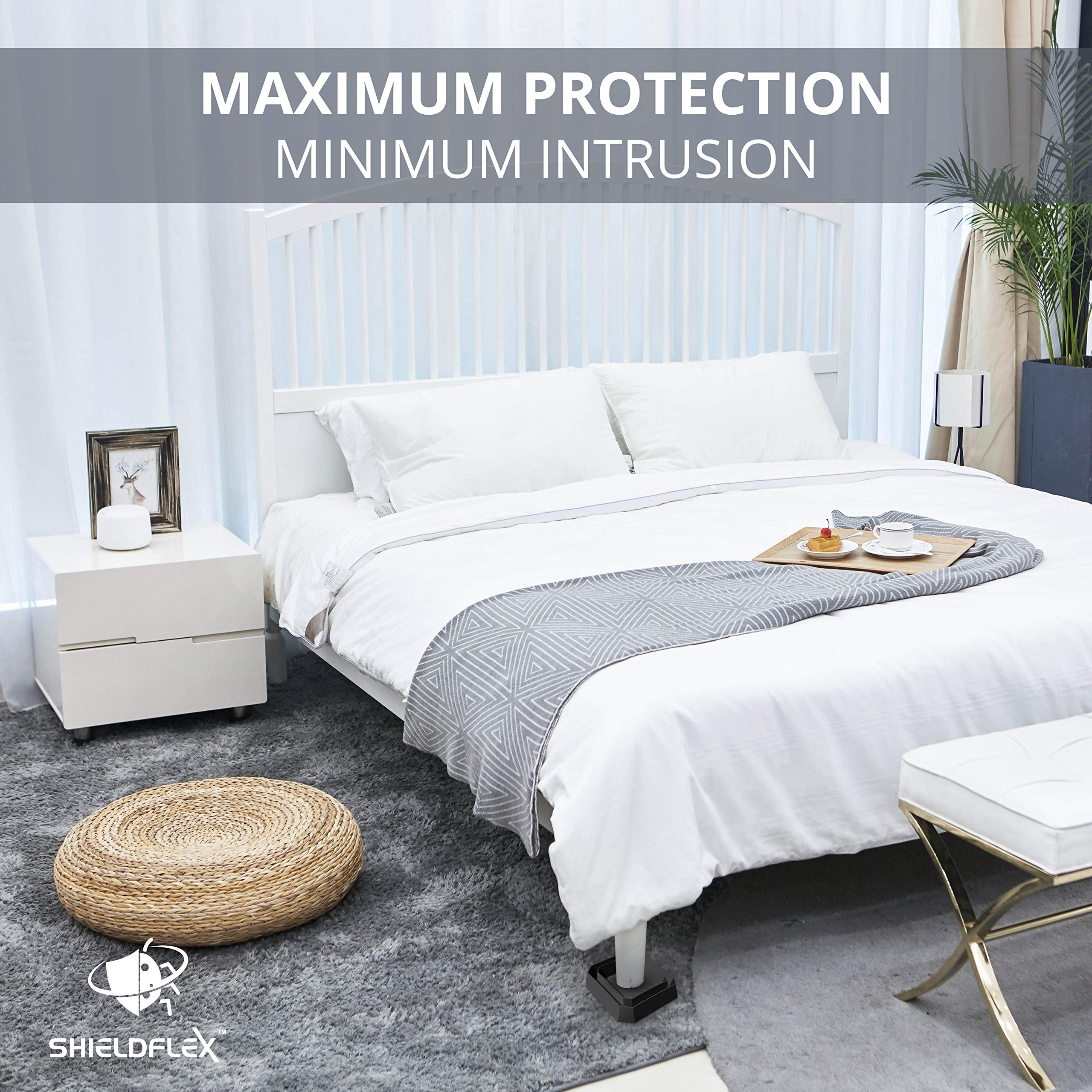 Bed Bug Trap — 12 Pack | TruGuard X Bed Bug Interceptors (Black) | Eco Friendly Bed Bug Traps for Bed Legs | Reliable Insect Detector, Interceptor, and Monitor for Pest Control and Treatment