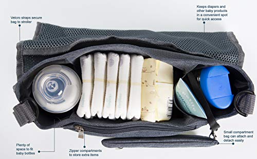 Simple Being Baby Stroller Organizer, Universal Fit Storage Compartments Travel Accessories Bag (Black)