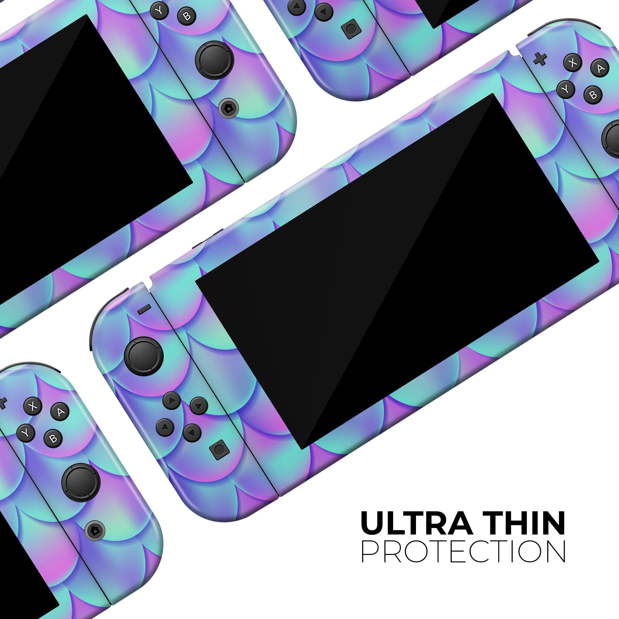 Design Skinz - Compatible with Nintendo Switch Console Bundle - Skin Decal Protective Scratch-Resistant Removable Vinyl Wrap Cover - Holographic Mermaid Scales