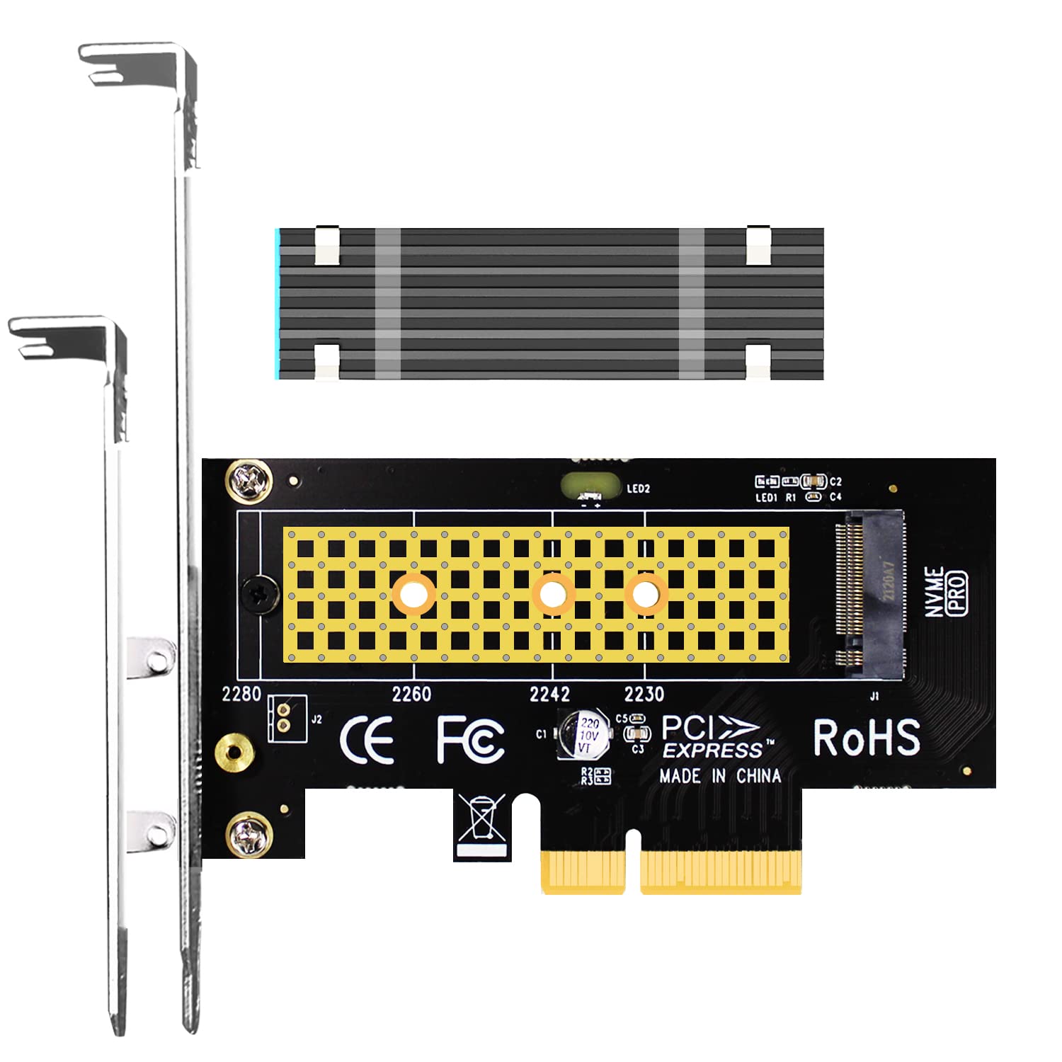 GLOTRENDS PA09-HS M.2 NVMe to PCIe 4.0 X4 Adapter with M.2 Heatsink(22x70x3mm) for M.2 NVMe SSD