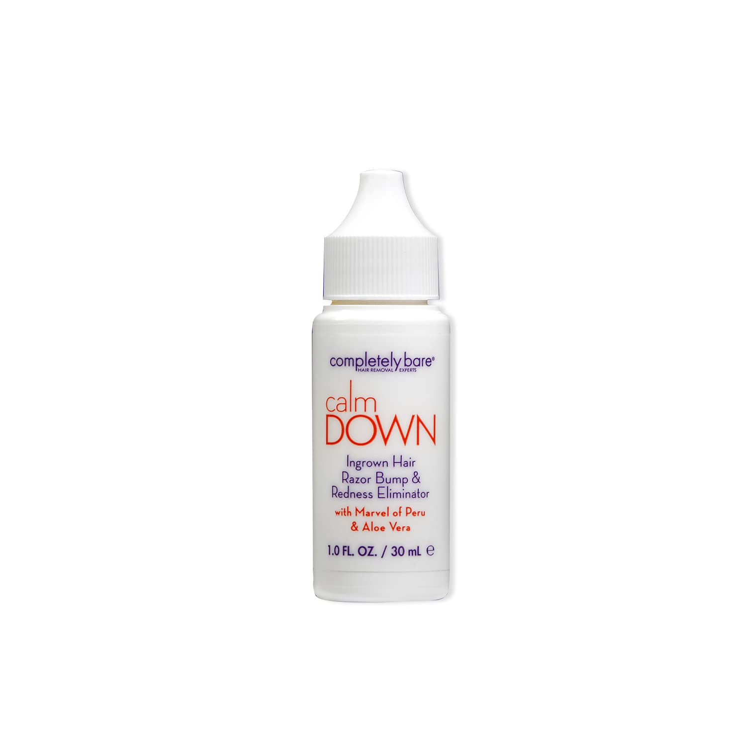 completely bare calm DOWN Ingrown Hair, Razor Bump & Redness Eliminator - Exfoliating AHAs & BHAs