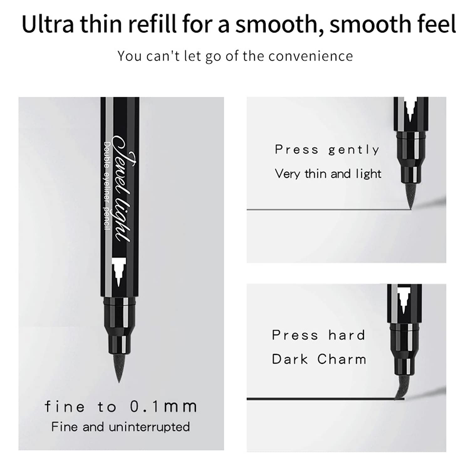Pinkiou Eyeliner Pen with Eye Makeup Stamp Waterproof Double Sided Long Lasting Seal Eyeliner (6 in 1)