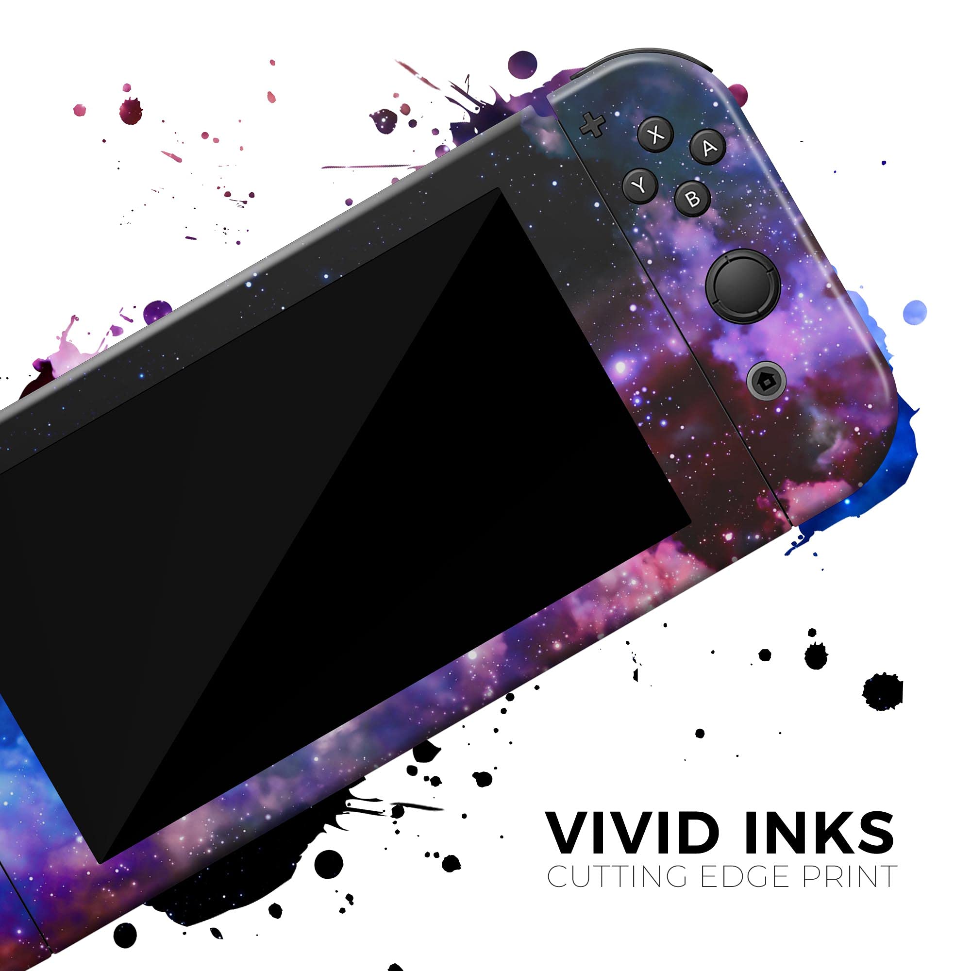Design Skinz - Compatible with Nintendo Switch OLED Console Bundle - Skin Decal Protective Scratch-Resistant Removable Vinyl Wrap Cover - Purple Blue and Pink Cloud Galaxy