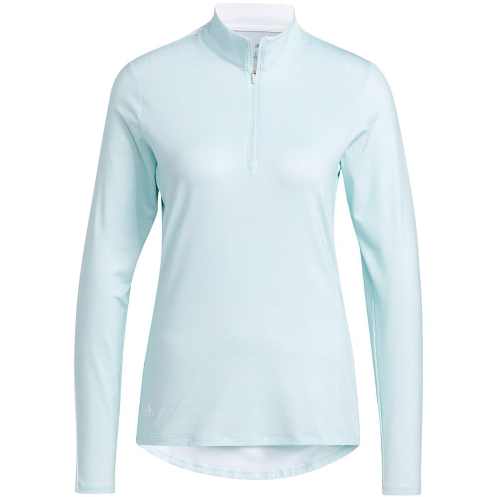 adidas Golf Women's Standard Sun Protection Printed Primegreen Long Sleeve Golf Shirt, White/Halo Mint, L