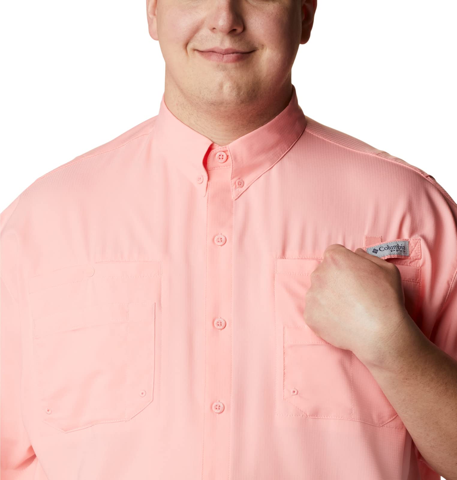 Columbia Men's PFG Tamiami II UPF 40 Short Sleeve Fishing Shirt, Sorbet, Large