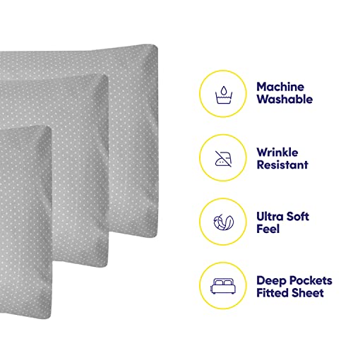 Queen Sheets Dot Grey - 6 Piece 1500 Supreme Collection Fine Brushed Microfiber Deep Pocket Queen Sheet Set Bedding - 2 Extra Pillow Cases, Great Value, Queen, Dot Gray