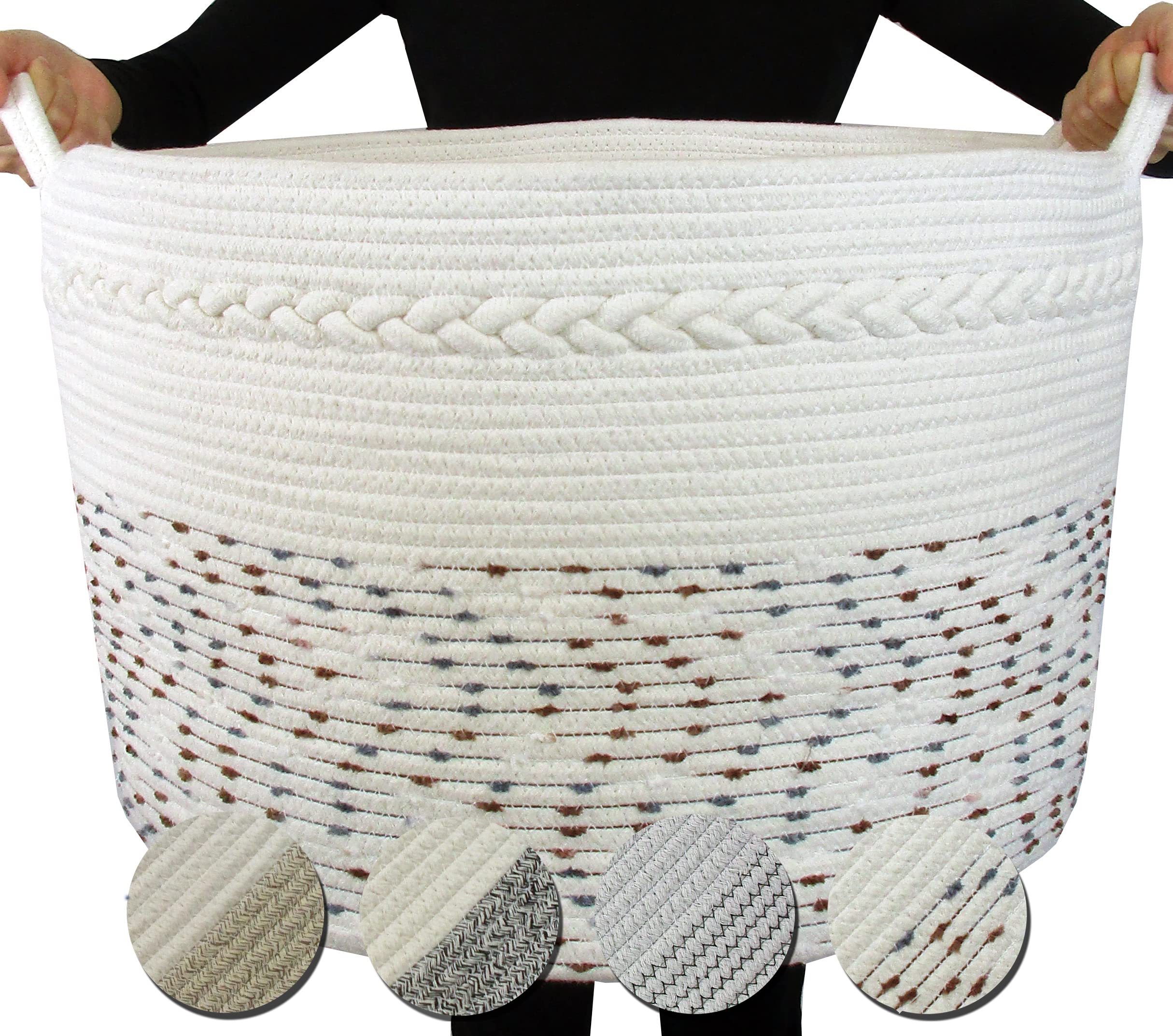 Blanket Holder for Living Room - Toy Baskets Storage Kids, XXL Big Basket 20"X14", Large Basket for Blankets Living Room, Blanket Bin, Baskets for Toys, Large Woven Baskets for Storage, Multicolor