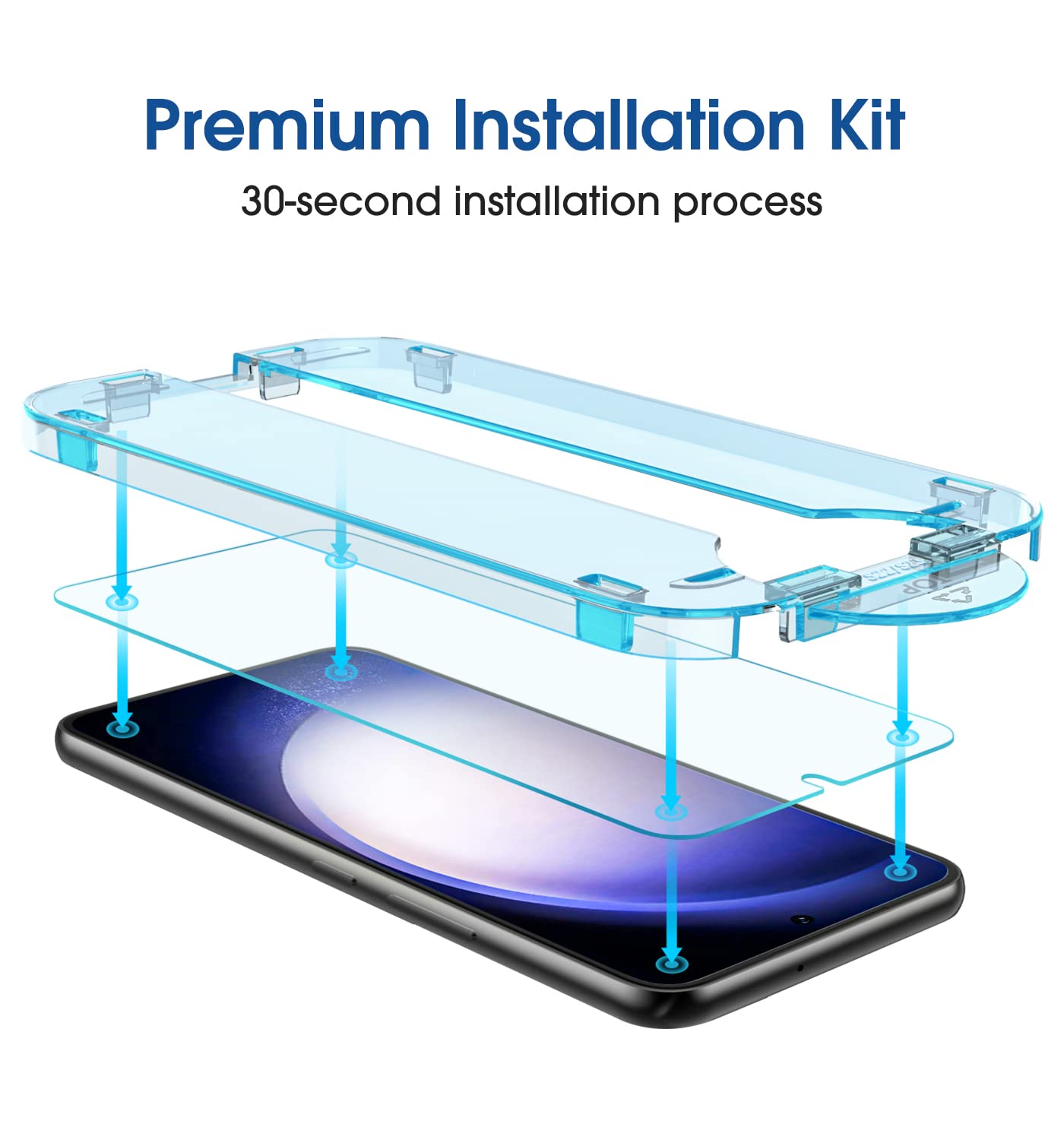 amFilm Auto-Alignment OneTouch for Samsung Galaxy S23 6.1" Screen Protector + Camera Lens Protector, Tempered Glass, 30 Seconds Installation, Bubble Free, Case Friendly, Anti-Scratch [2+2 Pack]
