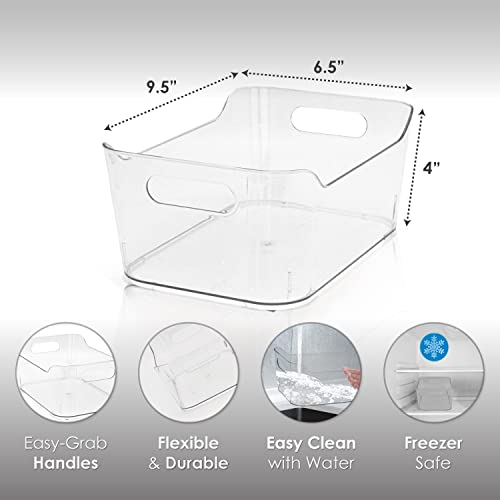 Brookstone BKH6253, Large Clear Plastic Storage Bin, Closet and Accessories Organizer, Kitchen/Pantry/Refrigerator & Freezer Food Container, Under Sink Cleaning Supplies Basket [BPA Free], Acrylic