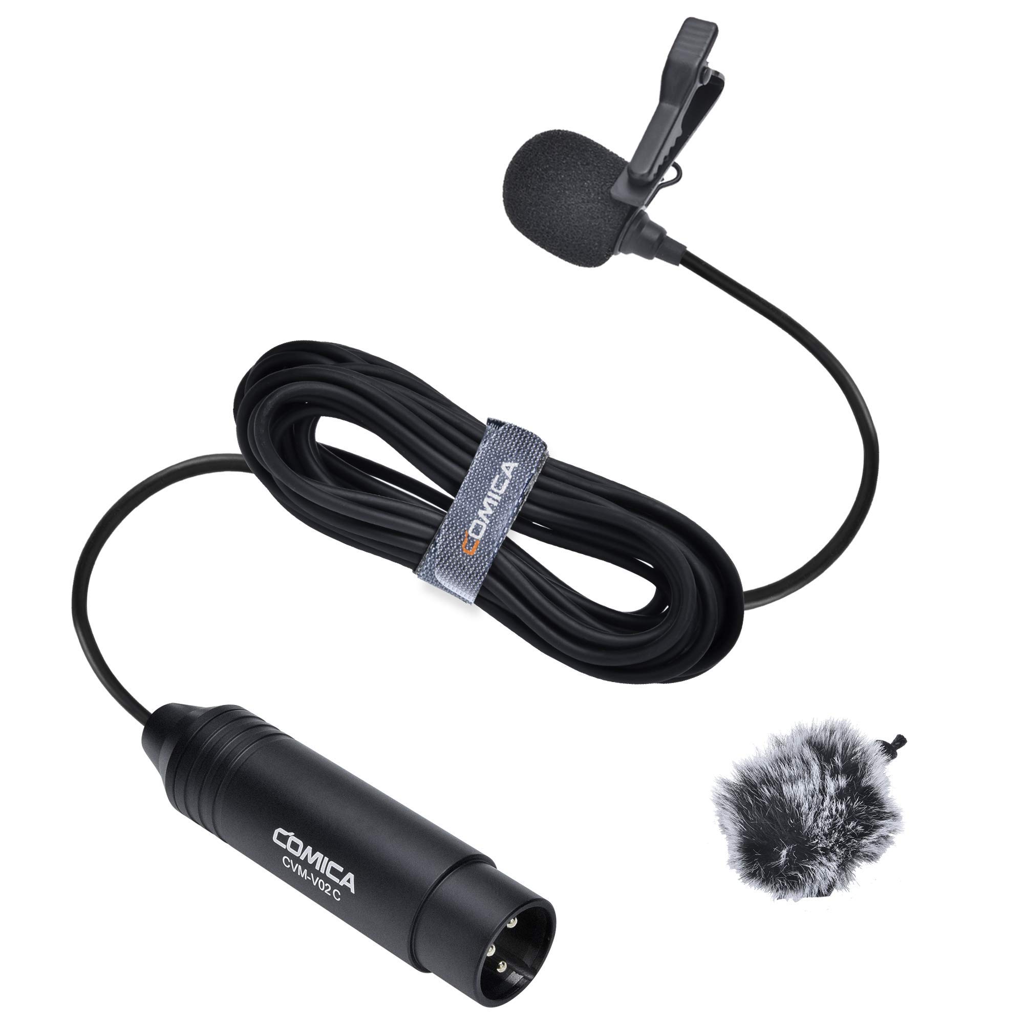 COMICA XLR Microphone CVM-V02C Cardioid XLR Lavalier Lapel Microphone, Microphone for Camera Canon Sony Panasonic Camcorders Zoom H4n H5 H6 Tascam DR-40 DR-100 Recorders (1 Pack)(5.9ft)