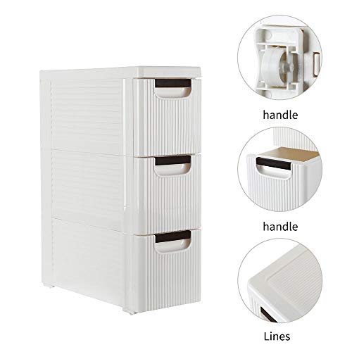 Rolling Cart Organizer Unit with Wheels Narrow Slim Rolling Storage Cart and Organizer Kitchen Storage Cabinet Beside Fridge Plastic Rolling Shelf with Drawers for Living Room Bathroom Bedroom