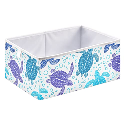 CaTaKu Turtles Animal Cube Storage Bins for Organization, Rectangular Fabric Storage Cubes Storage Bins for Cube Organizer Foldable Storage Baskets for Shelves Living Room