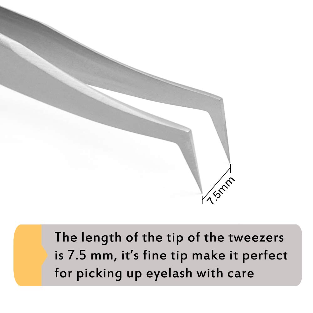 EMEDA Eyelash Extension Tweezers for Volume Lashes Professional Precision Stainless Steel VETUS 6A-SA Mega Curved Tips Flat Tweezer Tools for Individual Eye Lash Extensions Fan Supplies