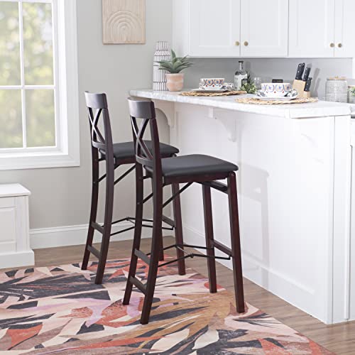 Linon Triena X Back Folding Bar Stool, Brown