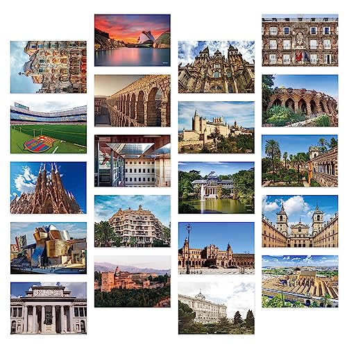 Dear Mapper Spain Vintage Landscape Postcards Pack 20pc/Set Postcards from Around the World Greeting Cards for Business World Travel Postcard for Mailing Decor Gift
