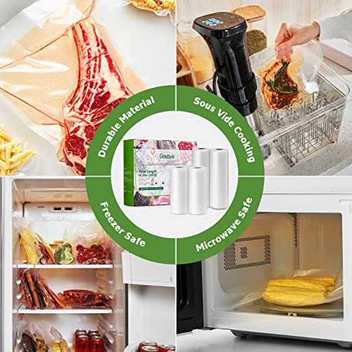 Gasbye Vacuum Sealer Bags, [200ft Mega-Pack] 4 Rolls each 8"x50' Food Saver Vacuum Sealer Bags Rolls for Custom Fit Airtight Freshness & Sous Vide, BPA Free, 7-Layer Ultra-Thick Anti-Puncture Design