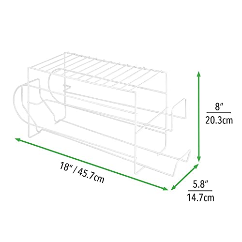 mDesign 2-Tier Metal Wire Standing Pop/Soda and Food Can Dispenser Storage Rack Organizer with Top Shelf for Kitchen Pantry, Countertop, Cabinet - Holds 12 Cans - 2 Pack - White