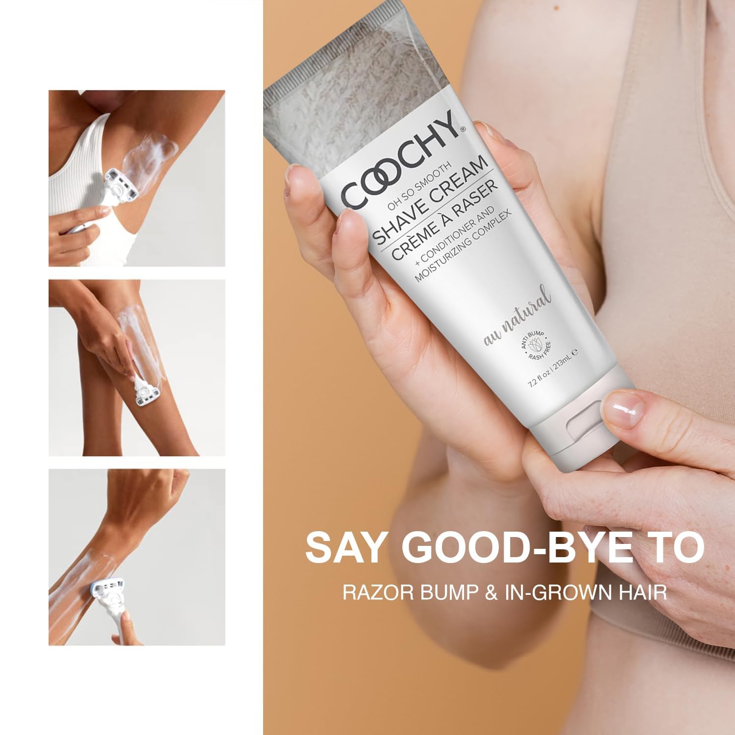 Coochy Intimate Shaving Cream | Shave Conditioner & Moisturizer for Face & Body | Ideal for Sensitive Skin Care, Anti-Bump | Au Natural, 7.2 oz