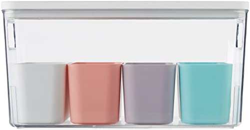 Rosanna Pansino x iDesign Recycled Plastic Kitchen Storage Bins, Includes 1 Large Bin with Lid and 4 Small Bins, Multicolored Bins/Marshmallow Lid, 6” x 12” x 6”