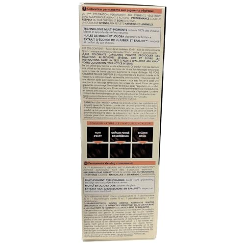 PHYTO Phytocolor Permanent Hair Color, 3 Dark Brown, with Botanical Pigments, 100% Grey Hair Coverage, Ammonia-free, PPD-free, Resorcin-free, 0.42 oz.