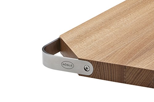 Rosle 15033 Cutting Board with Stainless Steel Handle, Wood, Natural, 48 x 32 x 3 cm