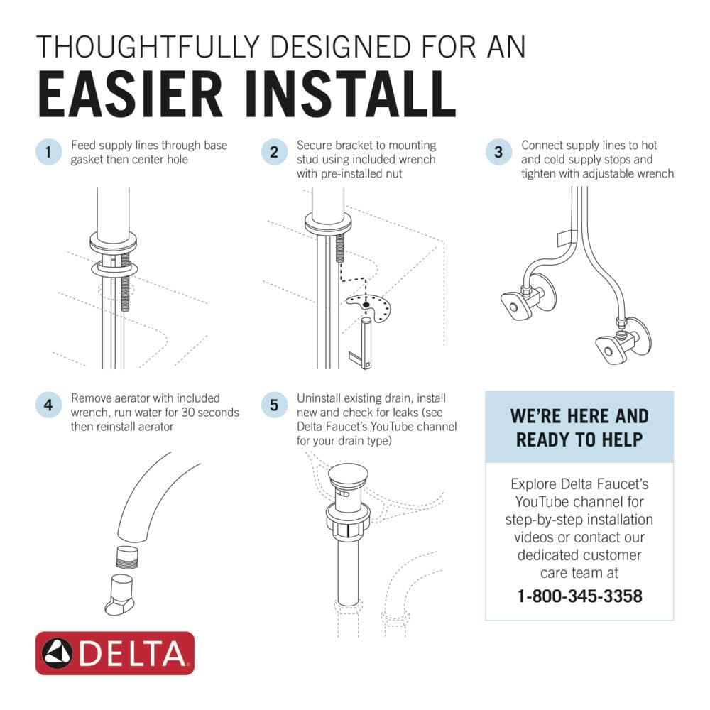 Delta Faucet Nicoli Single Hole Bathroom Faucet Brushed Nickel, Single Handle Bathroom Faucet, Drain Assembly, Stainless 15749LF-SS