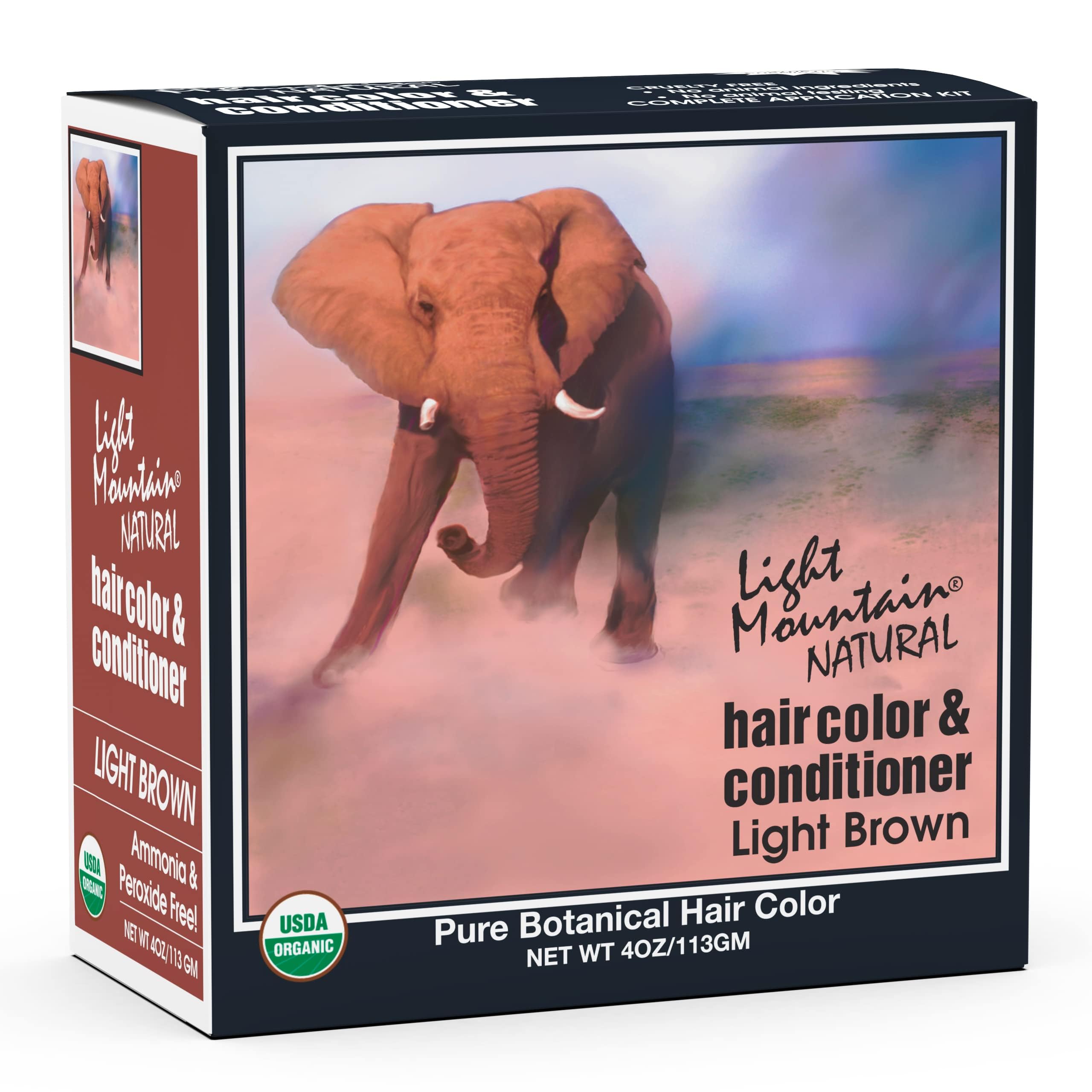 Light Mountain Henna Hair Color & Conditioner - Light Brown Hair Dye for Men/Women, Organic Henna Leaf Powder and Botanicals, Chemical-Free Semi-Permanent Hair Color, 4 Oz