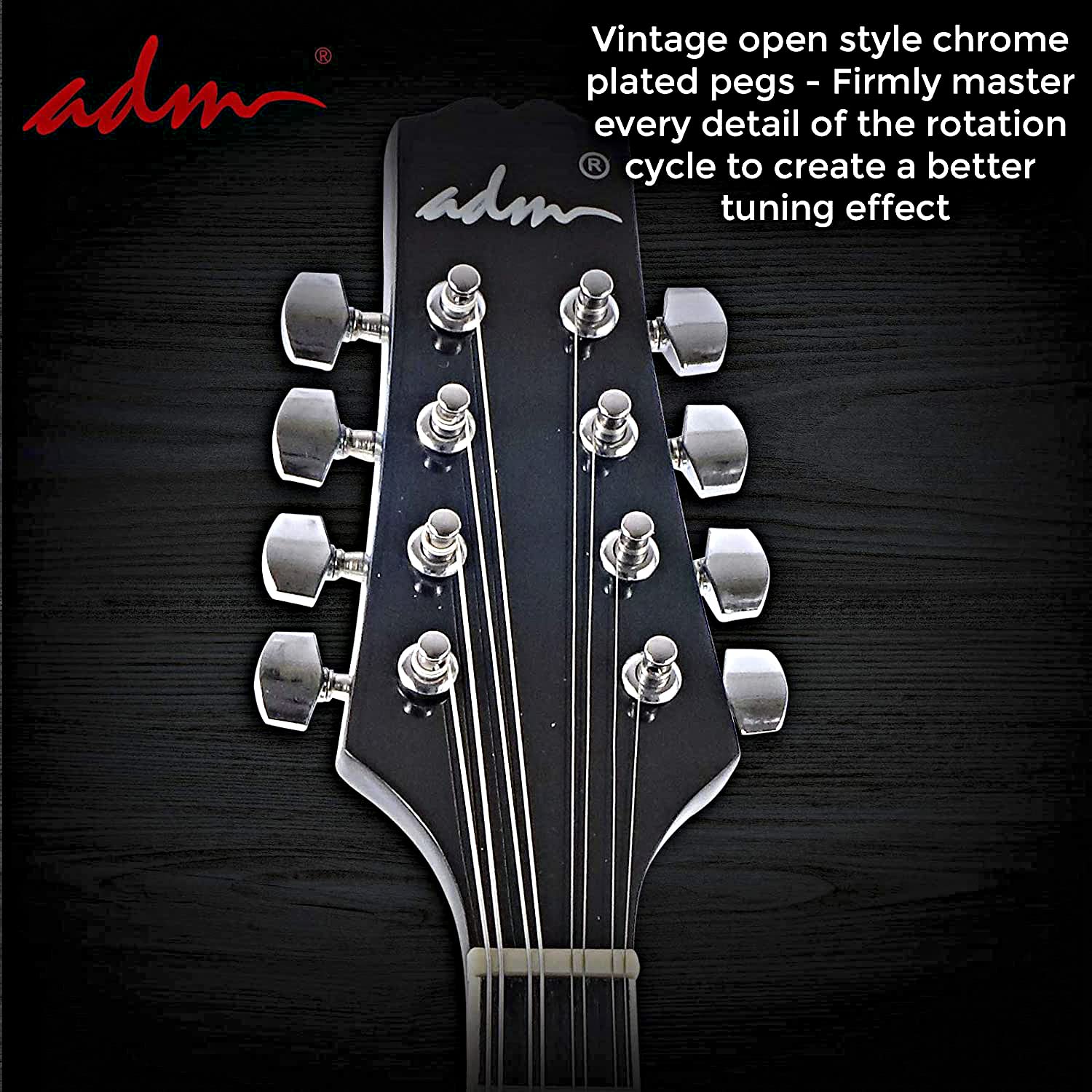 ADM Acoustic Mandolin Instrument Kit Music A Style for Kids Students Adults Wood Mandolins Beginner Set With Bag, Tuner, EQ, Strap, Strings, Picks and Hanger, Blue
