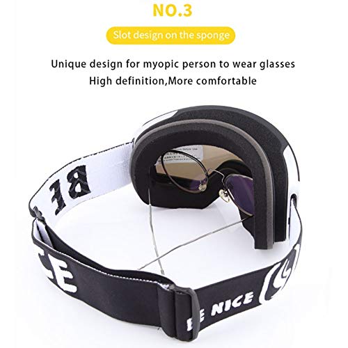 AHAKAC Magnetic Ski Goggles Snowboard Eyewear Double Layers Anti-Fog Cylindrical Ski Glasses Snow Goggles (Snowboard Goggles 01)