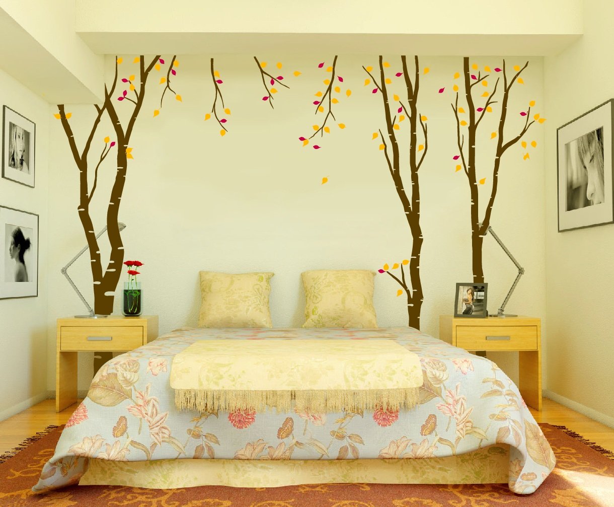 Innovative Stencils Large Wall Birch Tree Decal Forest Kids Vinyl Sticker Removable with Leaves Branches #1119 (108" (9ft) Tall, Custom - Contact Us)