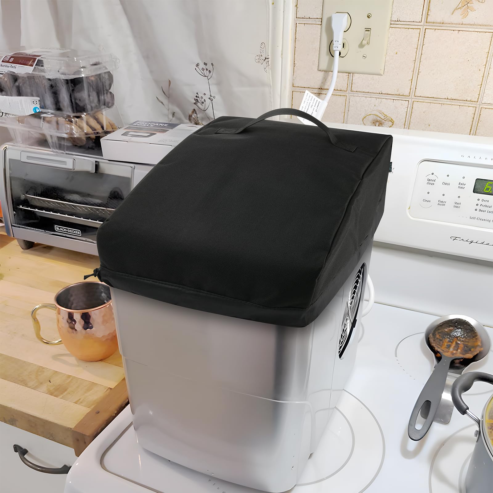 Beautyflier Ice Makers Cover Adjustable Countertop Appliances Ice Machine Cover Dust Dust Cover Protector, Ice Maker Not Included