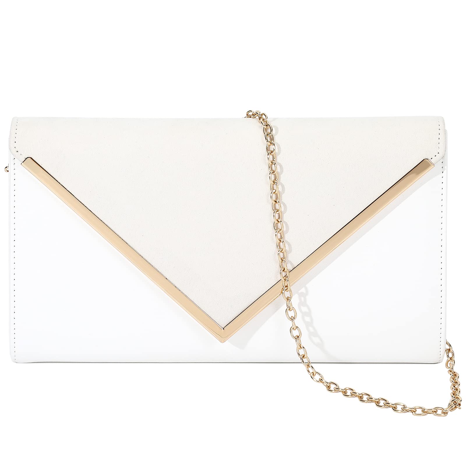 AHIBGRN Evening Bag Vegan Leather, Clutch Purses for Women Wedding, Classy Women's Evening Handbags, Shoulder Bag, Envelope Clutch White