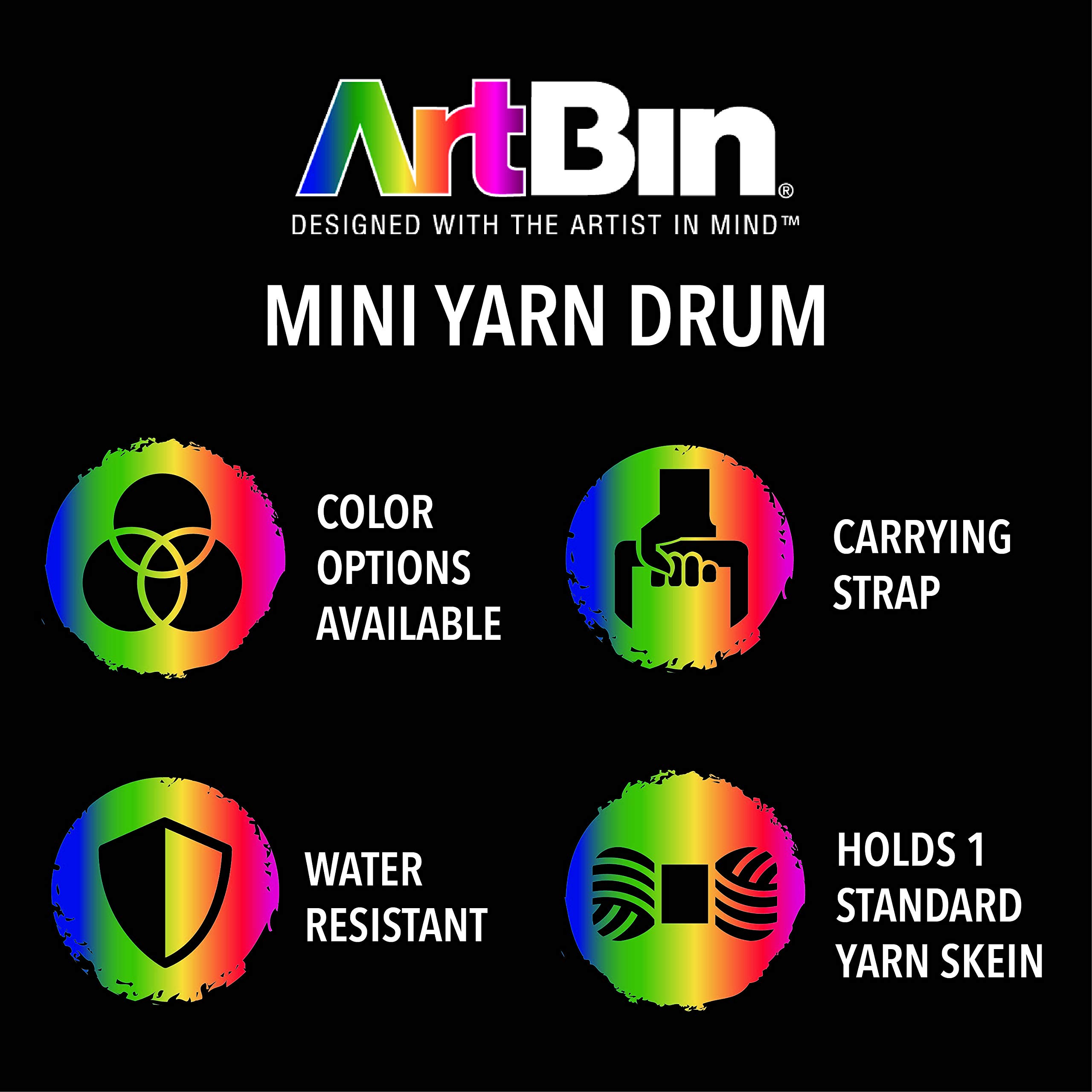 ArtBin 6831AG Mini Yarn Drum, Portable Knitting & Crochet Storage, [1] Poly Canvas Tote Bag, Raspberry