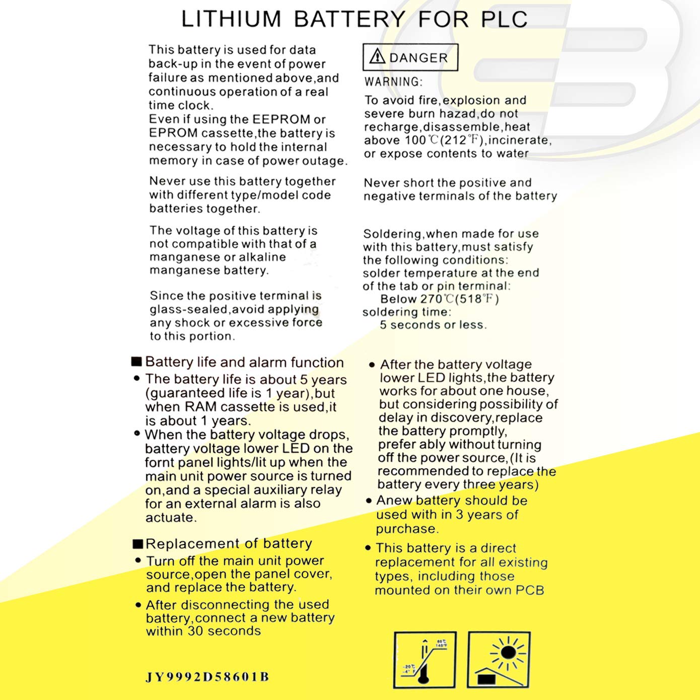 PLC 3V 1800mAh Energy+ Allen Bradley Replacement Battery 1756-AB1 1756-BA1