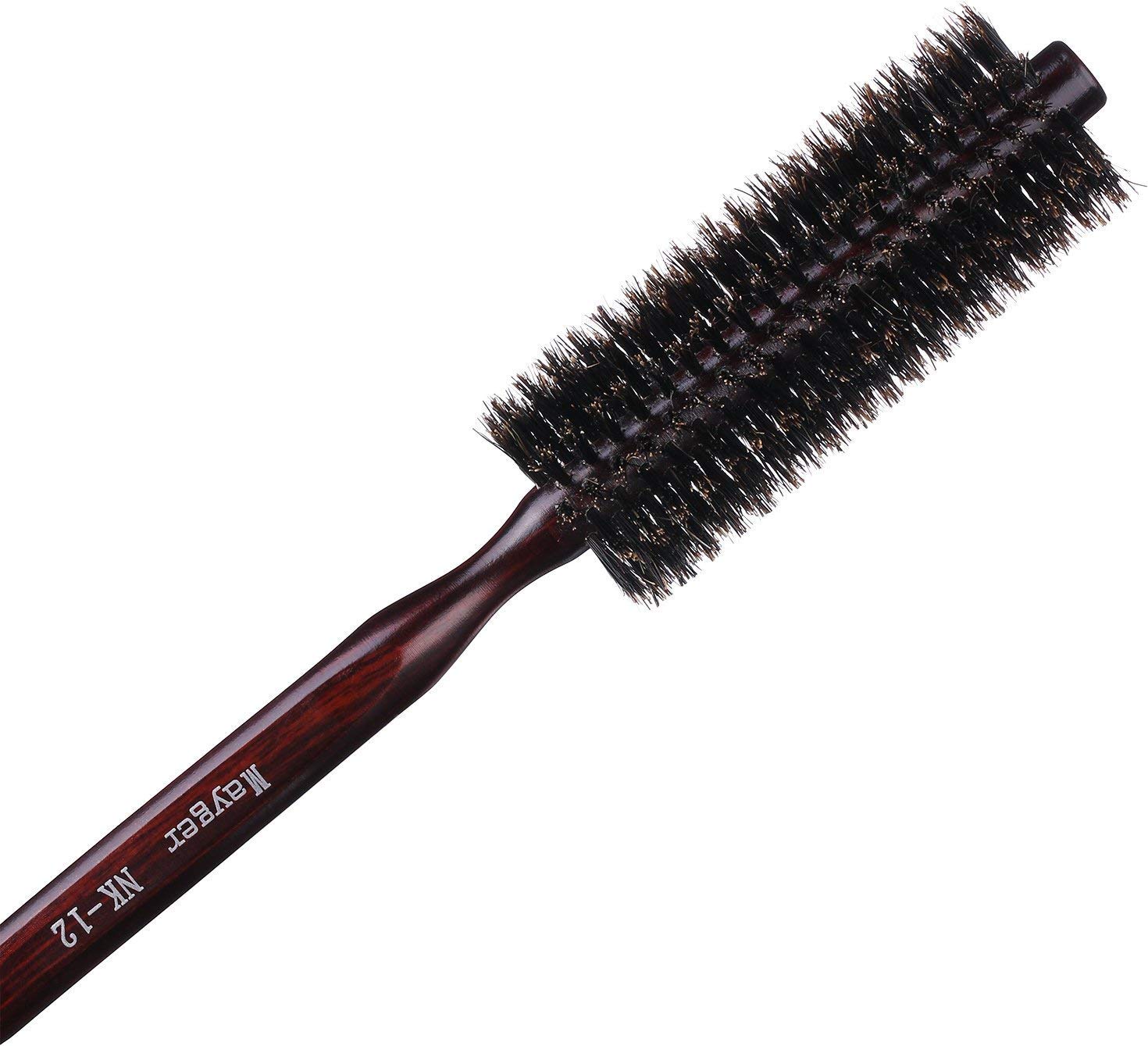 PERFEHAIR Soft Boar Bristle Round Brush for Fine, Thin Hair or Beards - 1.3 inch for Drying, Styling, Curling, Adding Volume