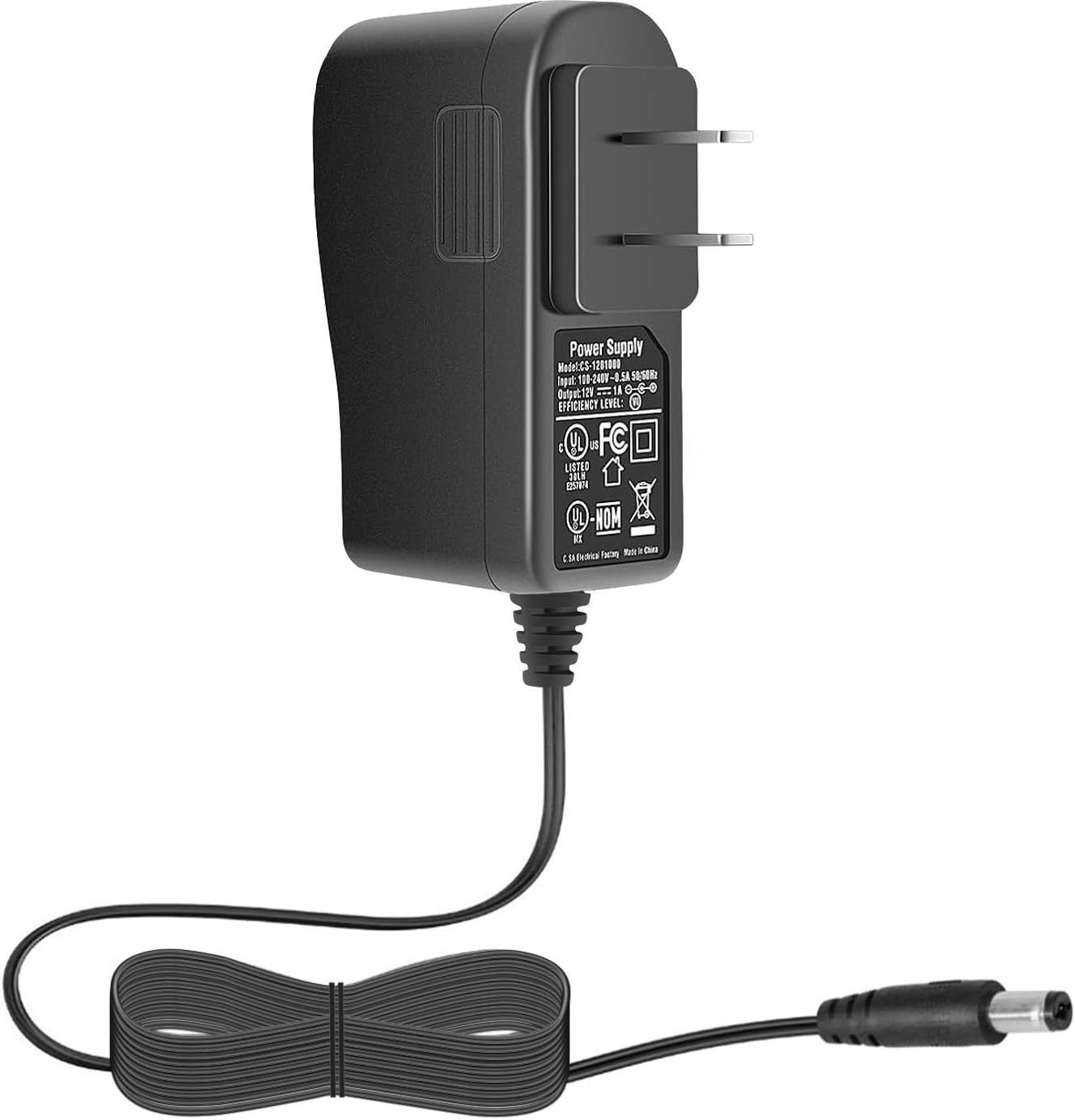 Hiseeu 12V 1A Power Supply, AC 100-240V to DC 12V 1A 1000mA Power Adapter, 5.5 x 2.1mm, 10 Feet Power Cord, FCC, Power Supply for Security Cameras, Routers, LED Strip Lights, Home Appliances, Scanner