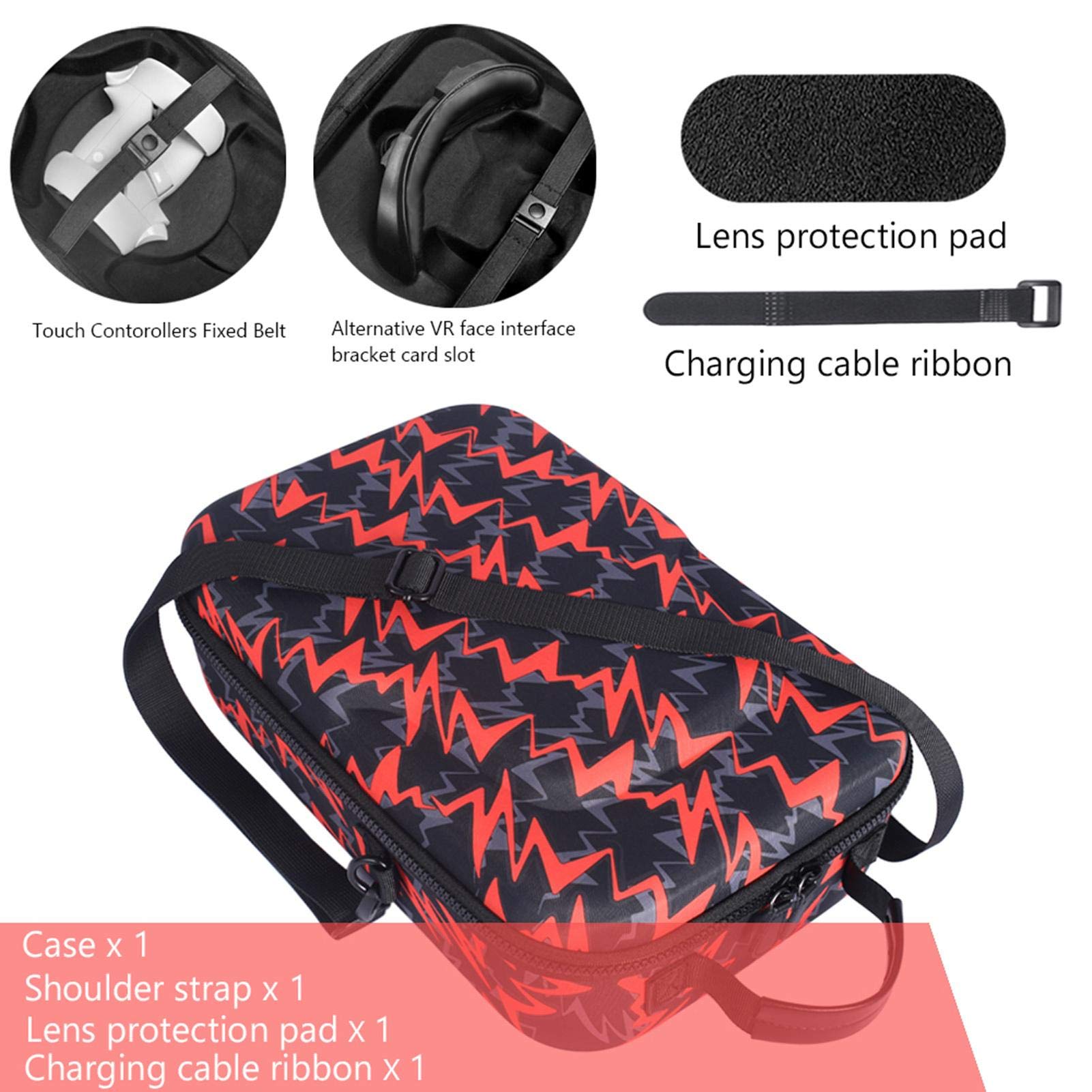 Aicheng Hard Case for Oculus Quest & Quest 2, or Quest VR Gaming Headset Elite Strap and Controllers Accessories Carrying Bag, Travel Case Protective Cover Storage Bag