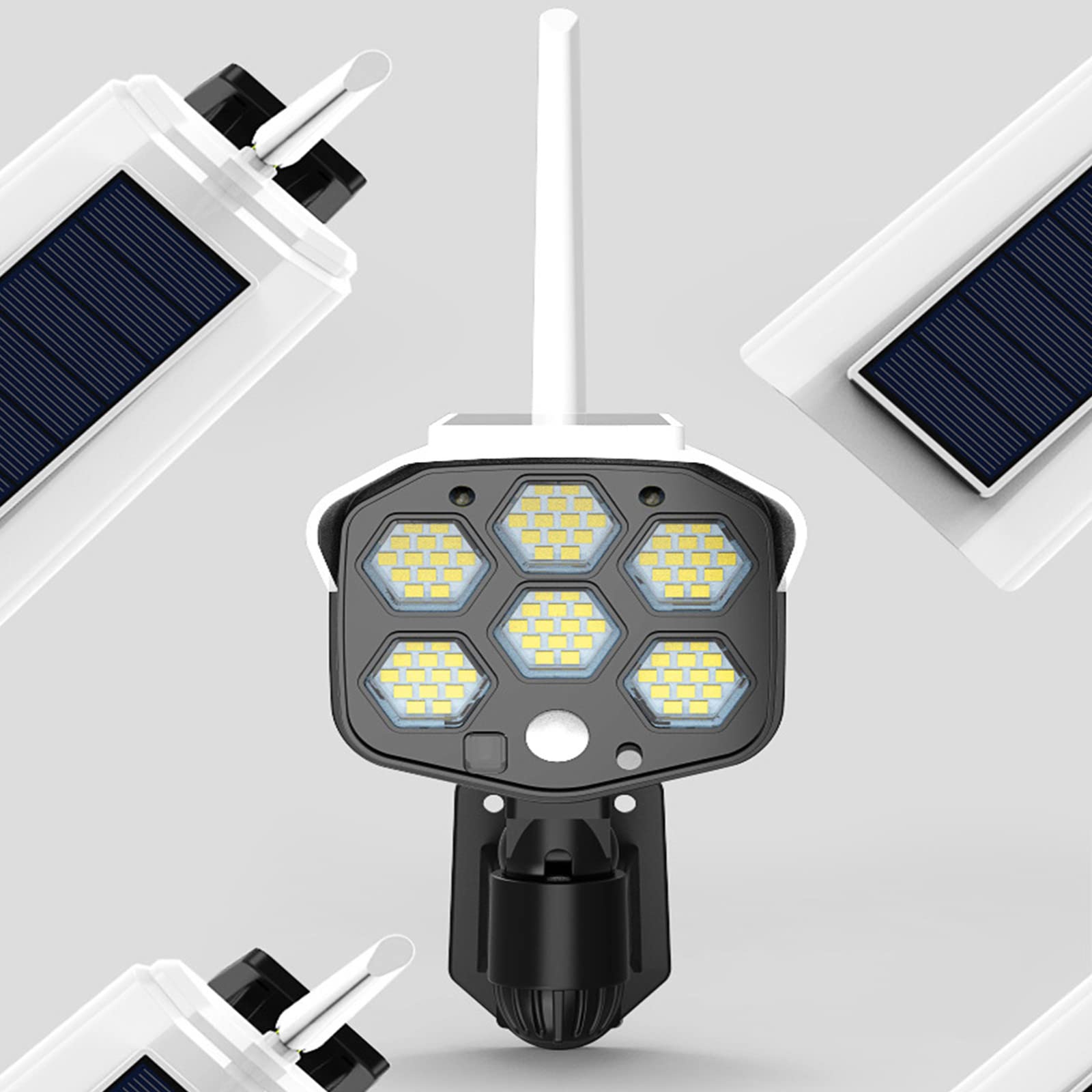 Amikadom #3w9r9Z Solar Street Light, Ip66 Waterproof Outdoor Solar Powered Lights Dusk to Da-Wn with Motion Sensor Led Security Flo-Od