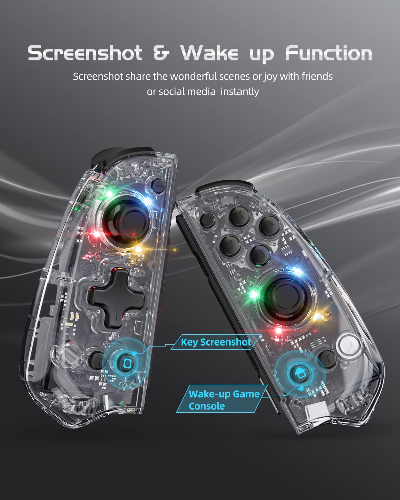 DOYOKY Wireless Game Controller, Bluetooth Controller for PC/Android/Steam/Switch, PC Controller with LED Backlight, Gamepad with Turbo/6-Axis Gyro/Dual Motors (with Phone Bracket)