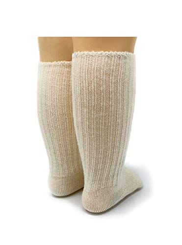 WARRIOR ALPACA SOCKS | Infant & Toddler Cuff-able Knee High | Baby Alpaca Wool (9-18 Months, Off White)