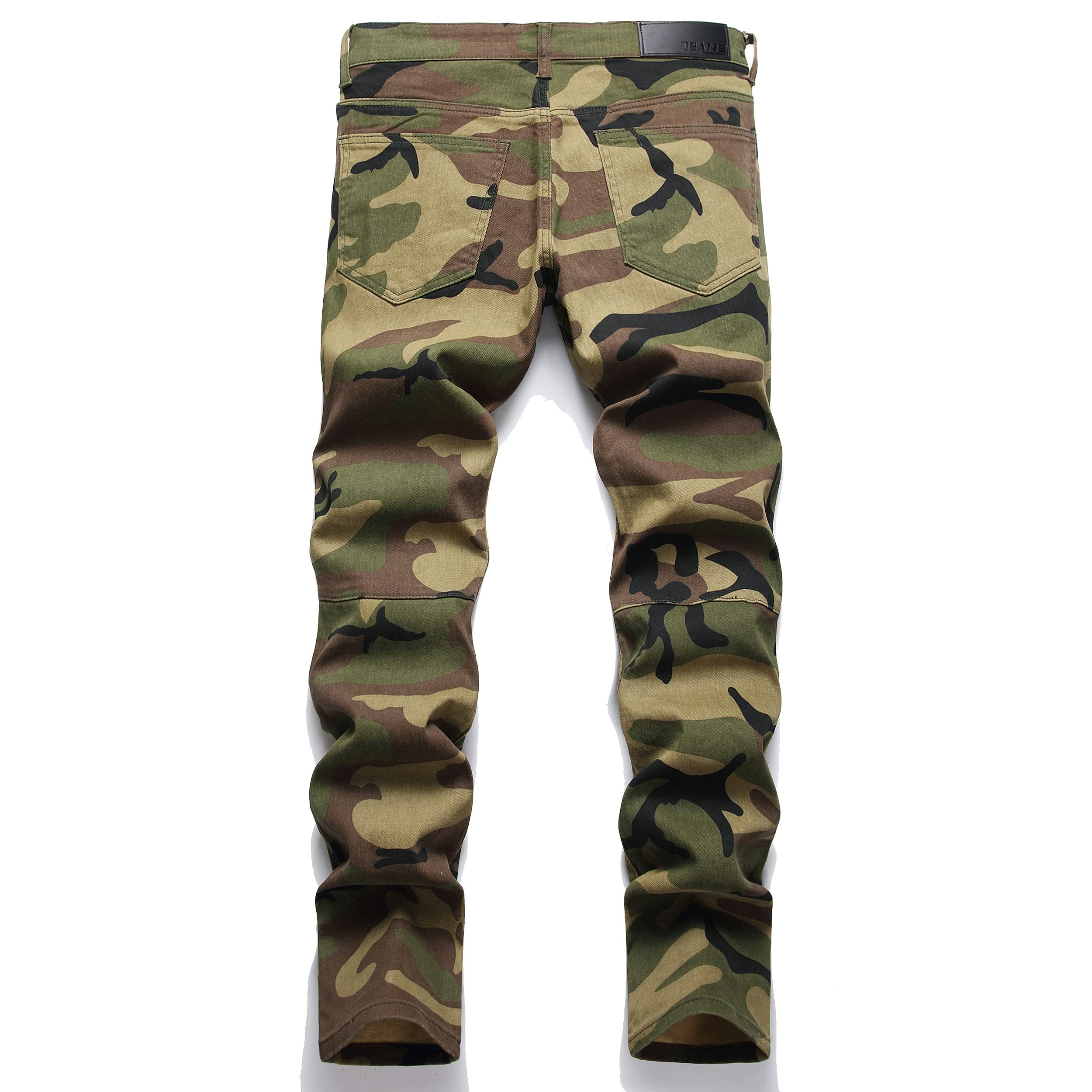 AITITIA Men's Ripped Camouflage Slim Fit Stretch Jeans (42, 6614 Camouflage)