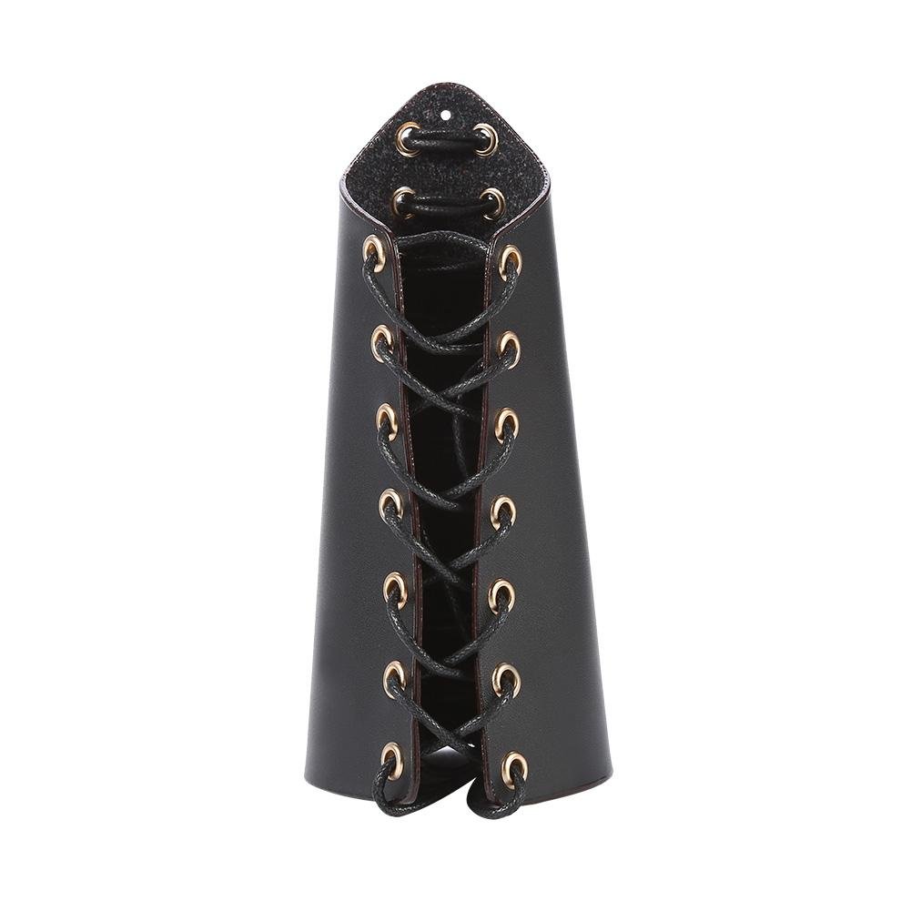 Antilog Arm Gurad, Archery Arm Guard Bracer Hunting Shooting Lace-up Leather Armguard(Black)